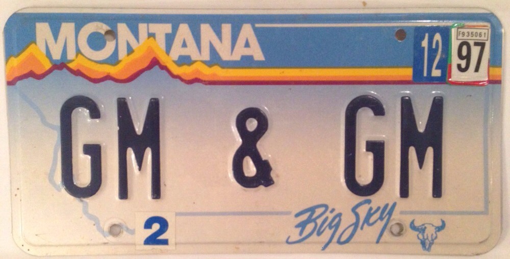 Vanity GM & GM license plate Gary Greg General Motors Gloria Gail ...