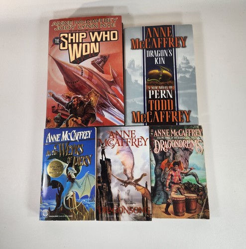 Anne McCaffrey Book Lot 3 Paperbacks 2 Hardcover Fantasy Dragons Scifi ...