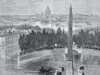 Italy - The Plaza Del Popolo THE FLOODS IN ROME Original Victorian ...