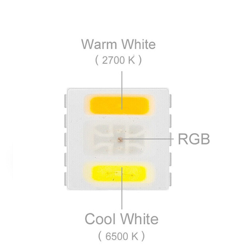 5M 5050 RGBCCT 5in1 RGB LED Strip RGBWW Warm White RGBW Cool White ...
