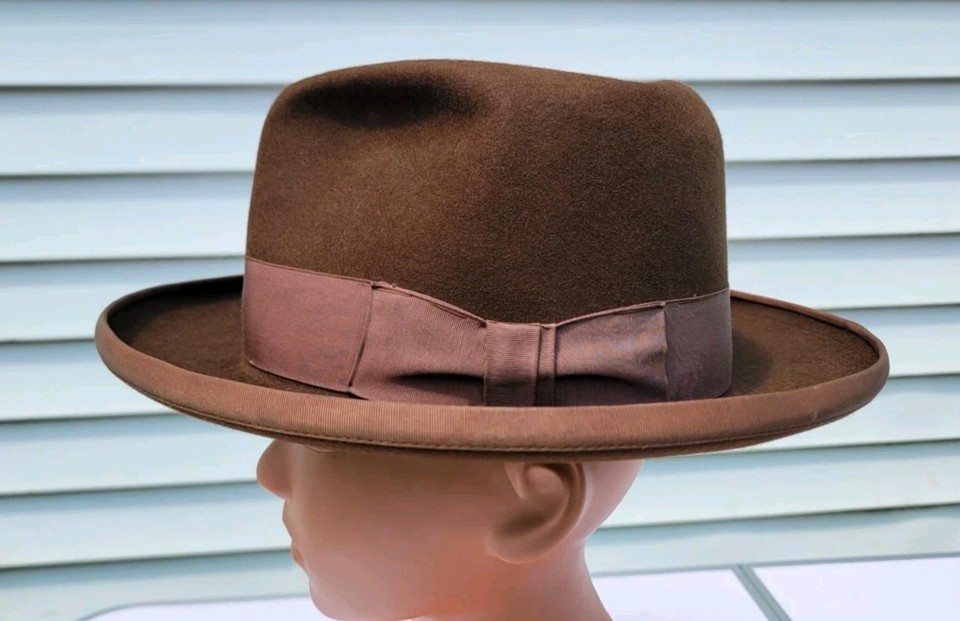 VTG 1940s-50s Stetson Homburg fedora dark brown, size 7 3/8 | eBay