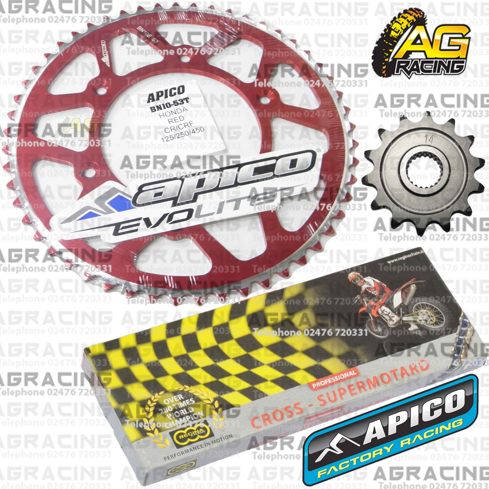 Regina 520 RH Chain Apico Sprocket Set 14T 53T Rear Red For Honda CRF ...