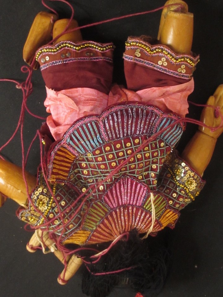 Antique Burmese Hand Carved Wooden Marionette String Puppet With Handle ...