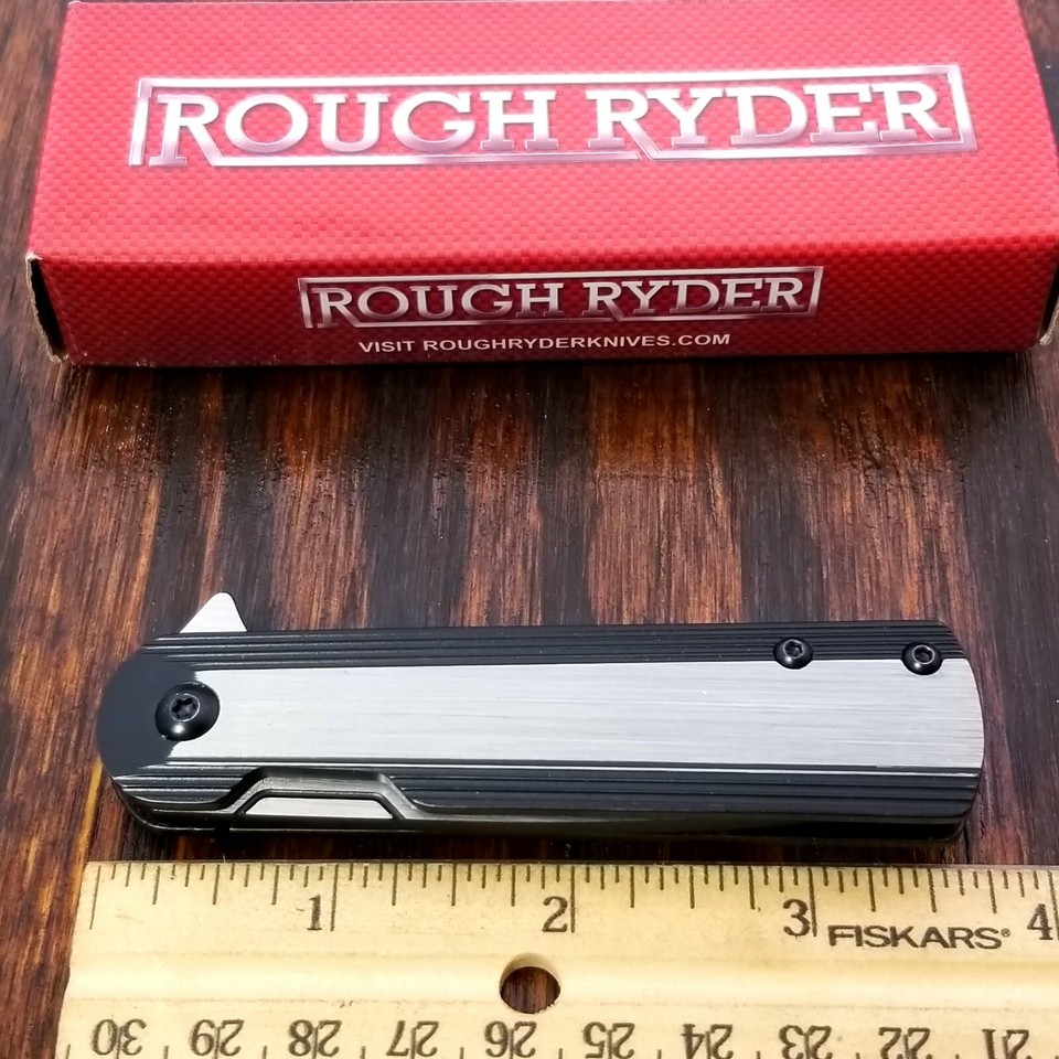 Rough Rider Knife RR2043 Tactical Flipper Frame Lock Black & Silver NIB ...