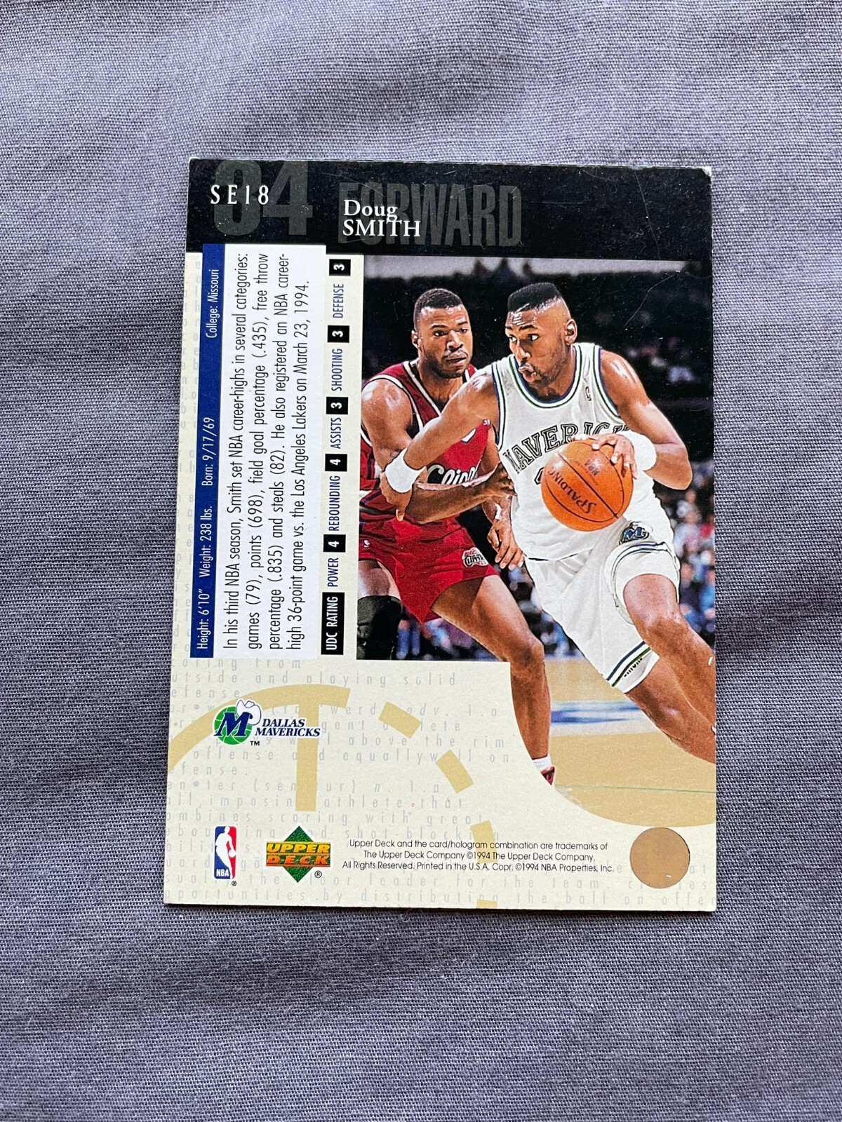 1994 Upper Deck Doug Smith Special Edition Card #SE18 Dallas Mavericks NBA Used | eBay