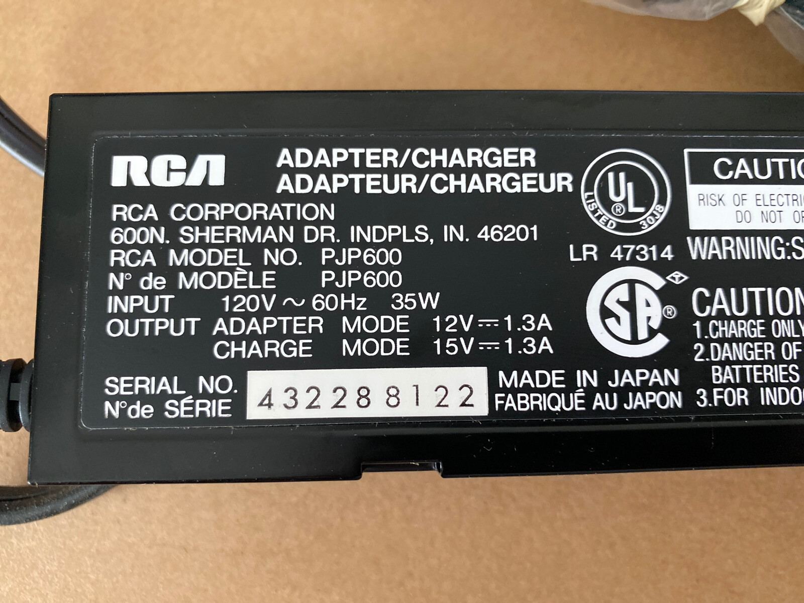 Rare and Vintage RCA Adapter / Charger PJP600 for RCA Camcorders | eBay