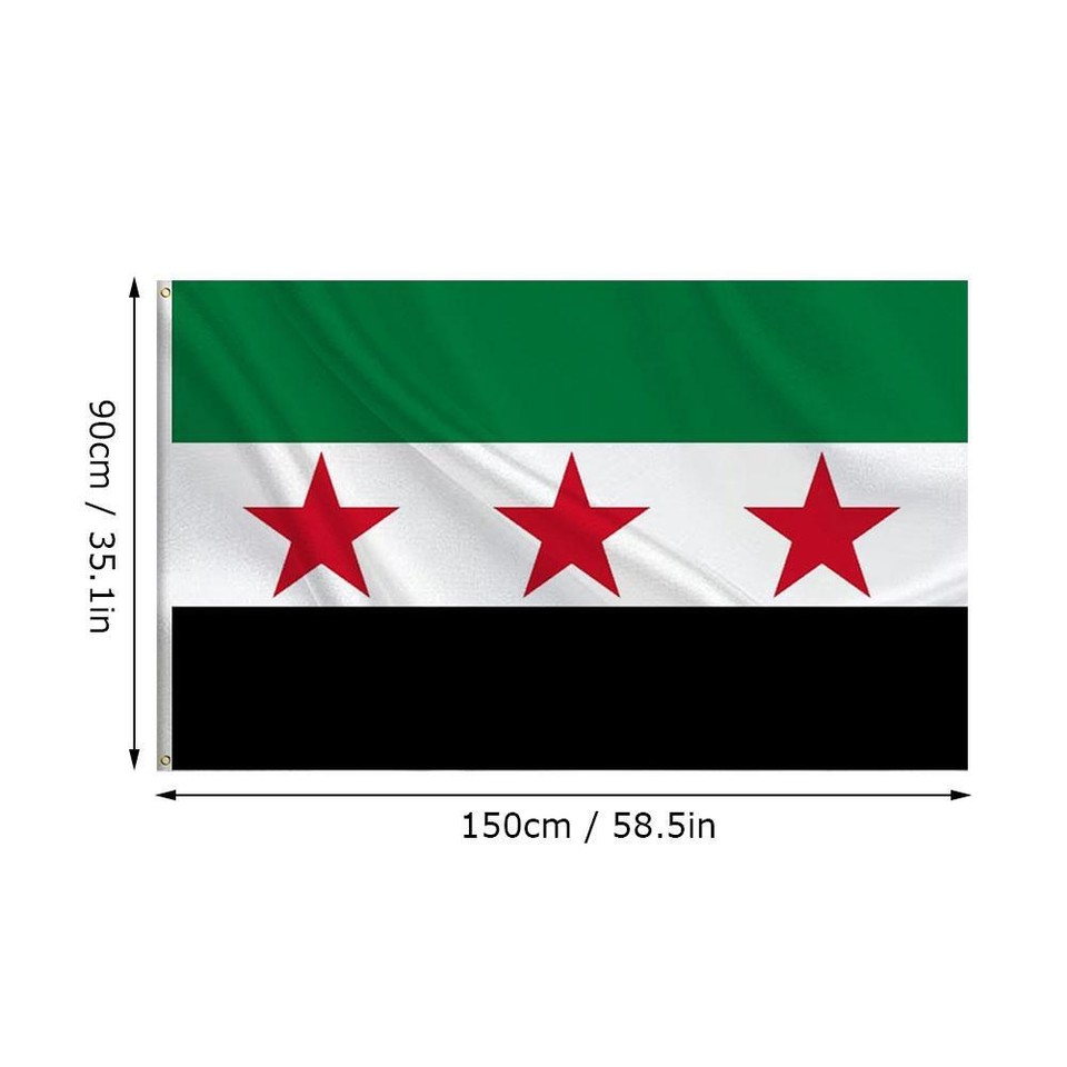 Syria Freedom Flag 3Stars 3x5ft Republic Protest Free Syrian Army DIY ...