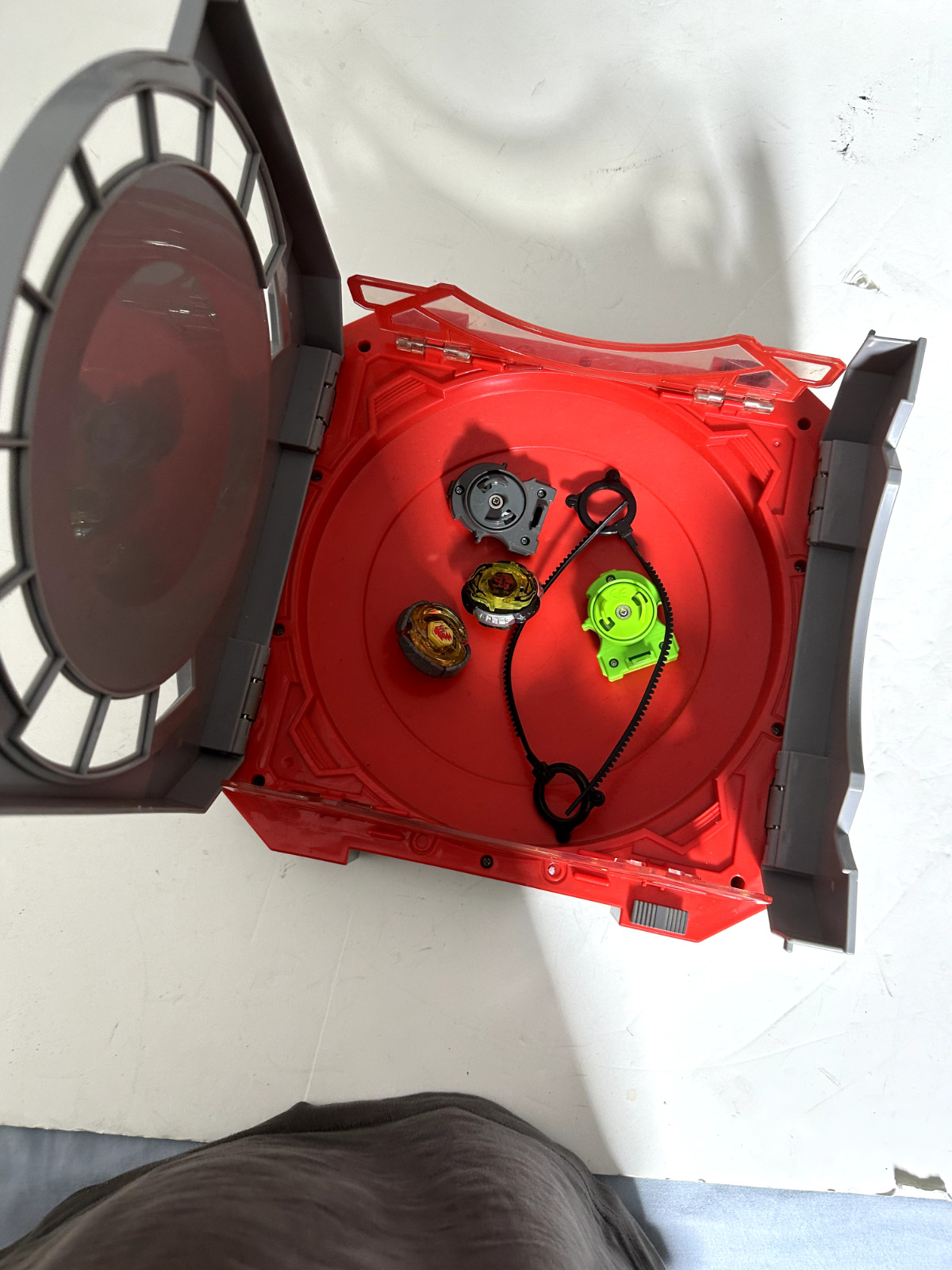 Beyblade Metal Stadium with two Beyblade tops and launchers Used ...