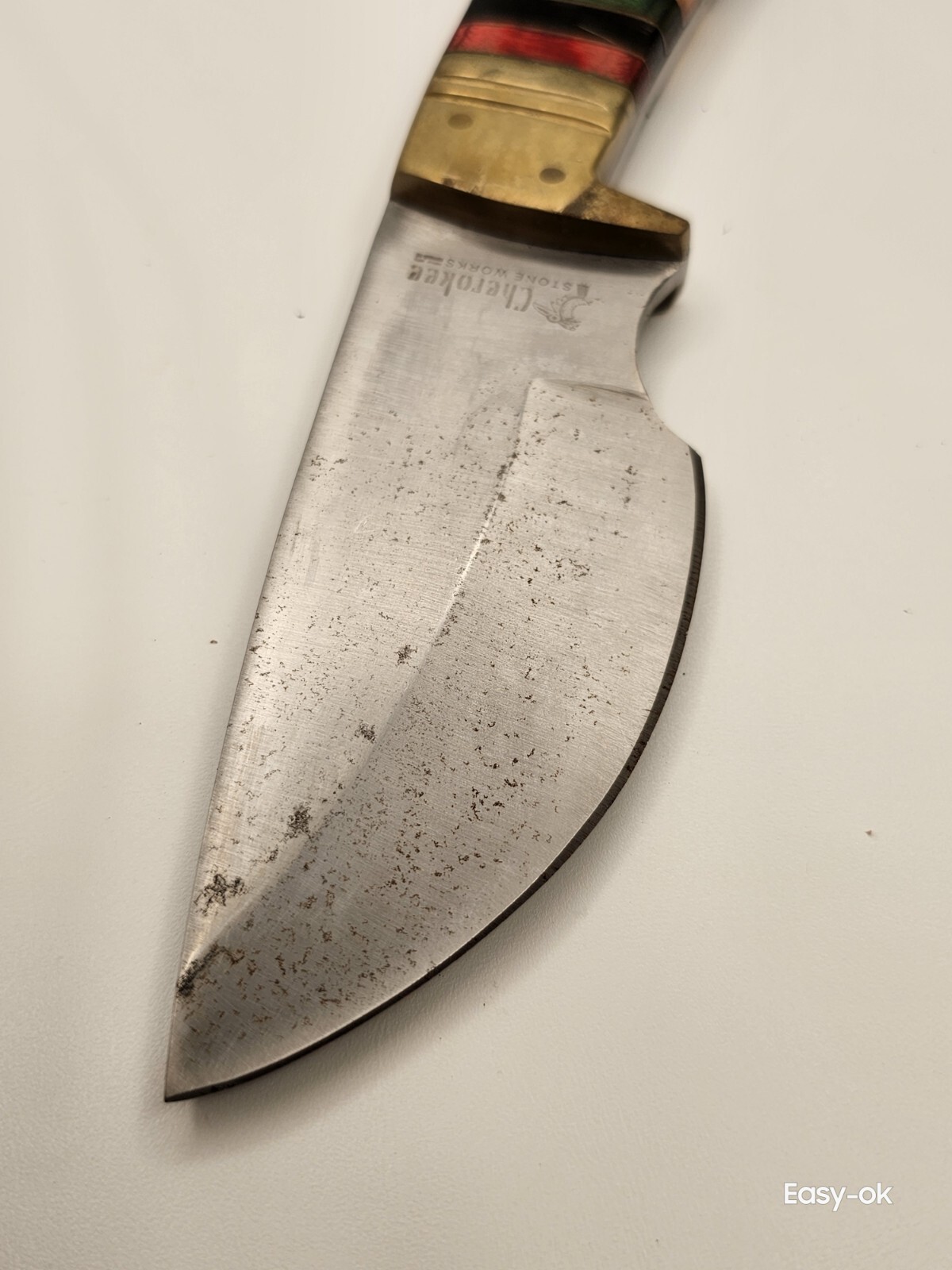 Vintage Cherokee Stoneworks 9" Tribal Bowie Knife With Embossed Leather ...