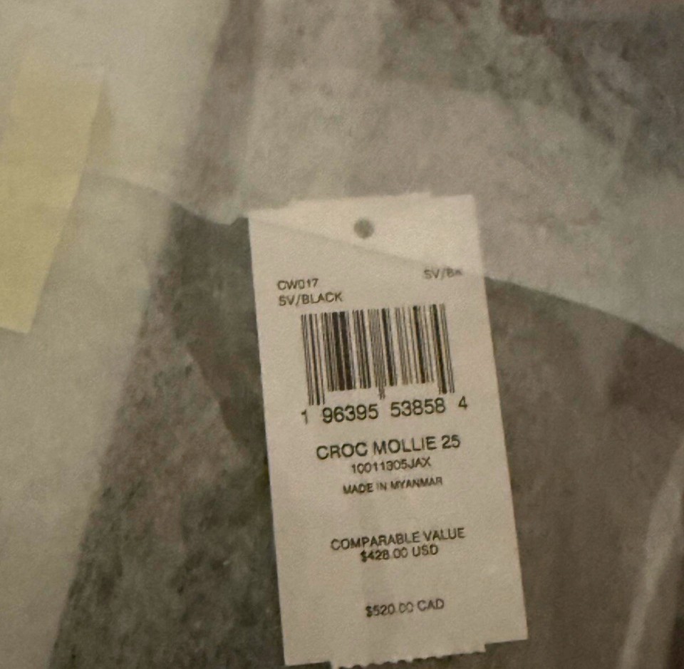 Coach Mollie 25 Womens Black/ Silver Croc Leather CW017 Zipper Tote Bag ...