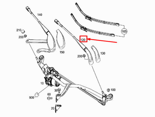 MERCEDES-BENZ C W205 Front Right Windshield Wiper Arm A2058208401 NEW ...