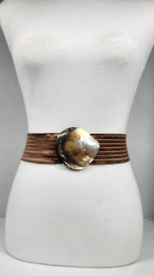 Charmant Mother of Pearl tan Shell Stretch Belt | eBay