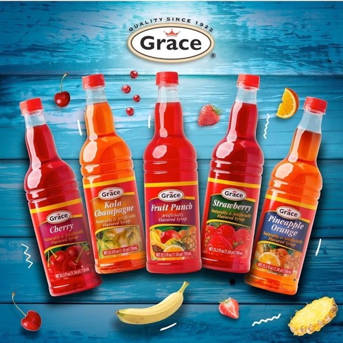 Grace Syrup 5 Pack Cherry Kola Champagne Fruit Punch Strawberry ...