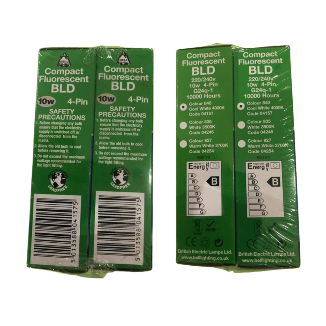 5 X Bell PLC 10W 4pin 840 Cool White BLD CFL COMPACT FLUORESCENT 4000K ...