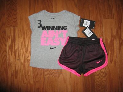 Nike 2 Pc Outfit Set Tee Shirt & Shorts Girls 2T NWT | eBay