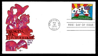 1527 10c Stamp (Peter Max) (1974) PRESERVE THE ENVIRONMENT FDC Cover ...