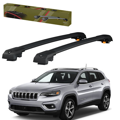 Roof Boxes Rack Cross Bars Lockable Black Aluminum For Jeep Cherokee ...