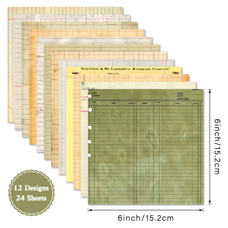 24Pcs 6'' Grid Line Paper Pad Scrapbook Cardstock for Bullet Journal ...