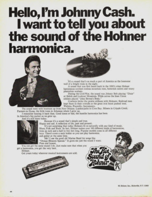 Johnny Cash Hohner Harmonica Vintage 1970 Print Ad Full Page ...