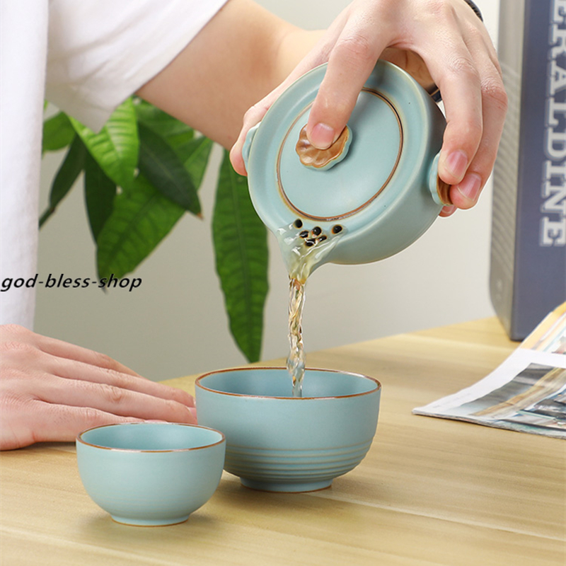 tea pot + 2 tea cups + tea canister + portable bag ceramic tea set for ...