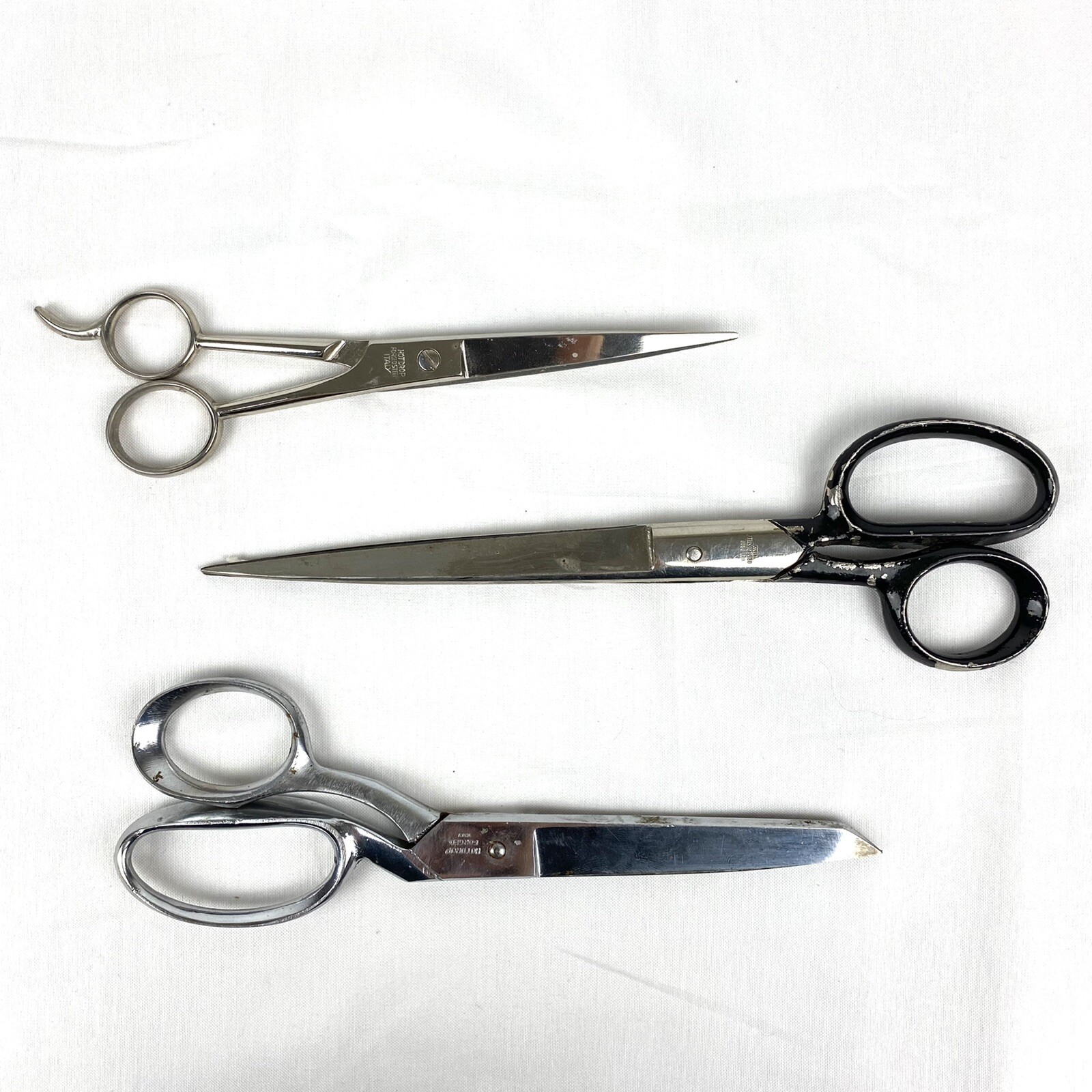 Vintage Hot Drop Forged Steel Scissors Shears Italy LOT of 3 Geiger ...