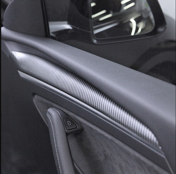 Tesla Model Y 3 Interior Door Trim cover cap Panel Molding Matte Carbon ...