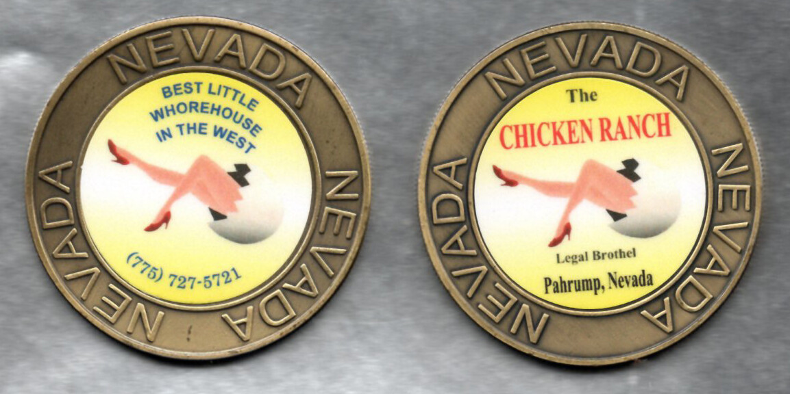 CHICKEN RANCH Legal Pahrup Nevada Brothel Brass Metal Cat house Whore ...
