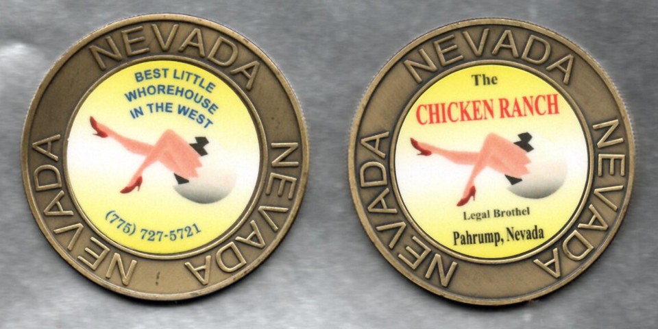 CHICKEN RANCH Legal Pahrump NV Brothel Brass Metal Cat Hous Whore House ...