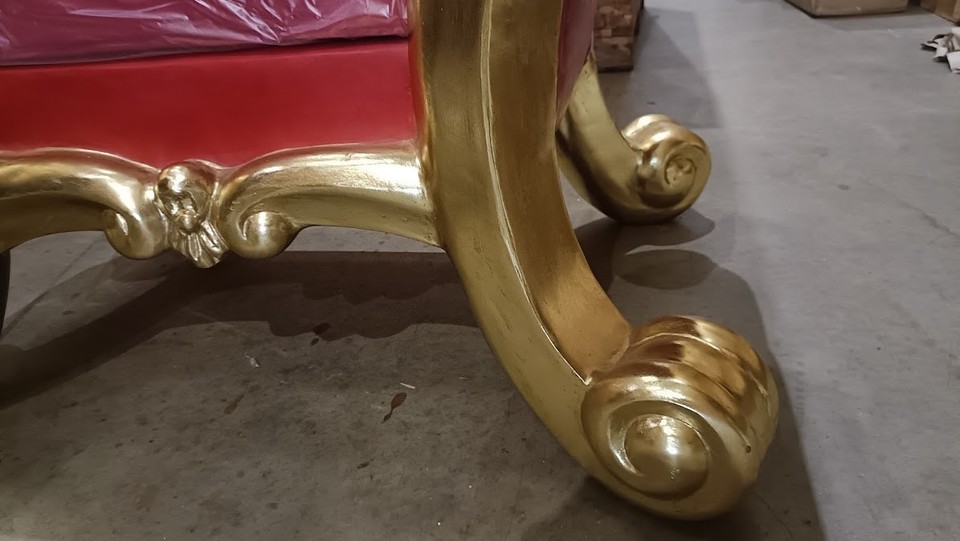 Throne Chair & Footstool - Red/Gold Frame - Christmas/Santa/Weddings ...
