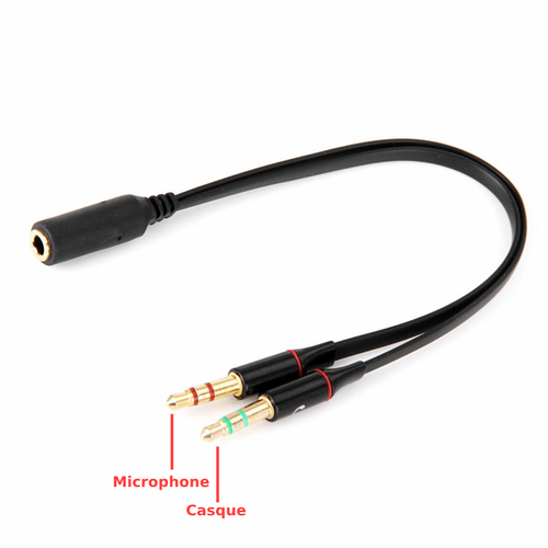 Cable Adaptateur PC Splitter Séparateur Micro Audio pr casque HyperX ...