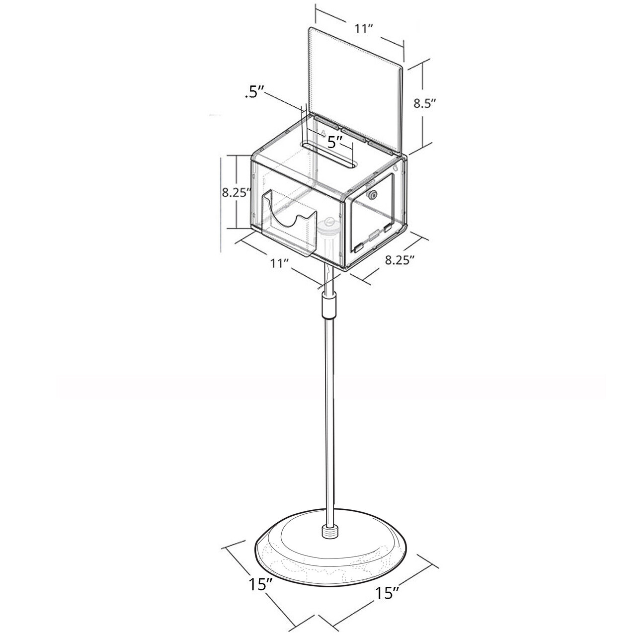 Azar Displays Extra Large Clear Lottery Box on Adjustable Pedestal ...