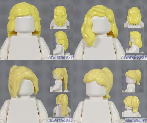 LEGO - 4x Female Hair Lot - Blonde Bright Yellow Long Braided Wavy ...