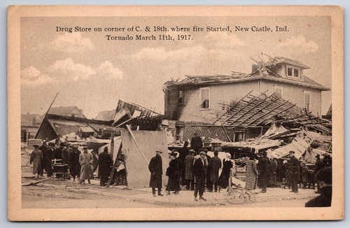 New Castle Indiana~C & 18th Street Drugstore~Fire After Tornado ...