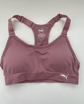 Puma Sports Bra Women Small Pink Athletic Racerback Adjustable Padded ...