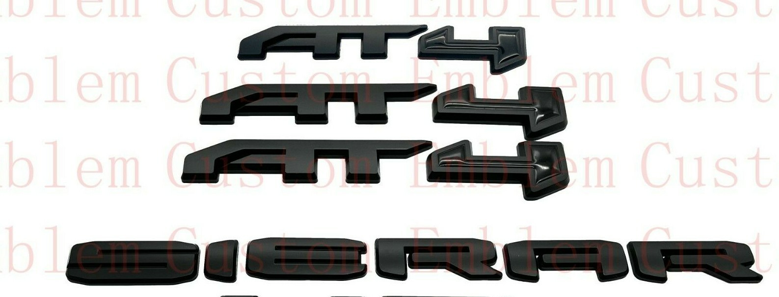 2020-2022 GMC SIERRA AT4 Emblem Kit 4 Piece Matte Black Overlay Emblem ...