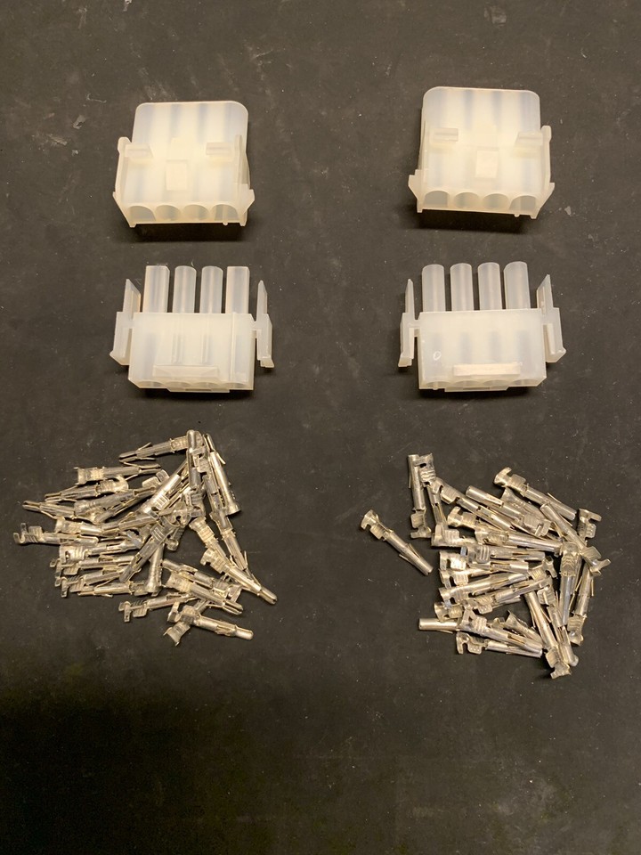 4 Pin Molex Connector Kit, 2 Sets, 14-20 AWG .084 Pins Arcade Pinball ...