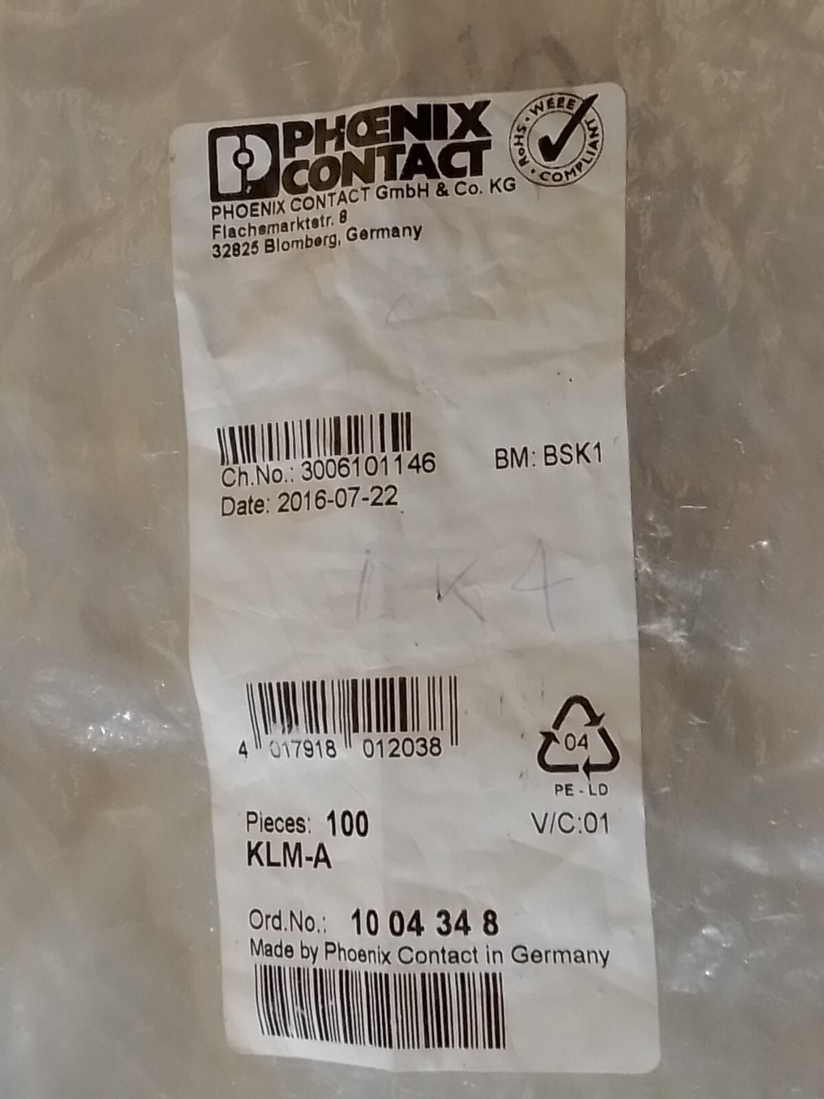 (14 PIECES) KLM-A 1004348 PHOENIX CONTACT Terminal strip marker carrier ...