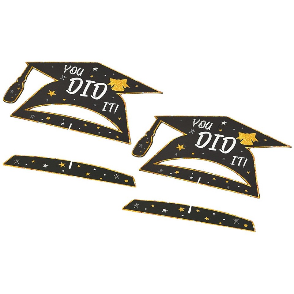 2 Pcs Desktop Adornment Paper Graduation Prop Table Decorations Cap ...