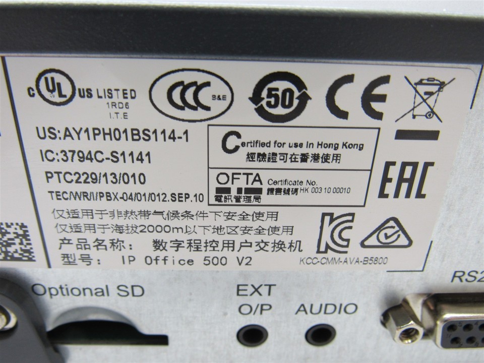 Avaya IP500 V2 Control Unit with 2x 700504556 & IPO MU-LAW PCS18 SD ...