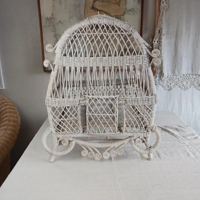 Antique Wicker Bird Cage Antique Double Domed Hand Painted Bird Cage