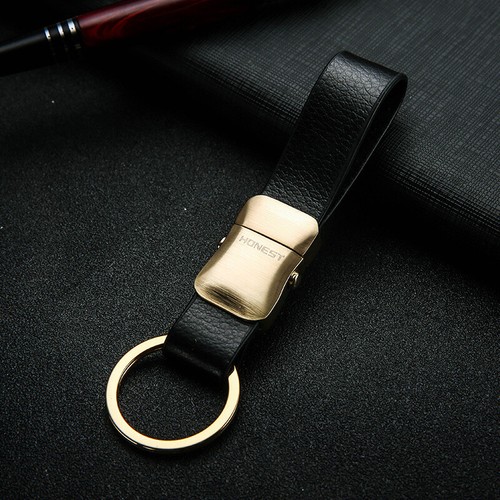 1PCS Genuine Leather Car Key Ring Belt Buckle Clip Metal Snap Hook Loop Keychain | eBay