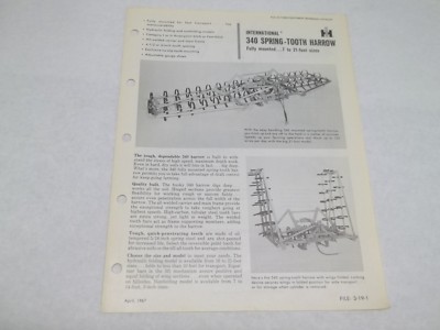 International Harvester 340 Spring Tooth Harrow Sales Reference ...