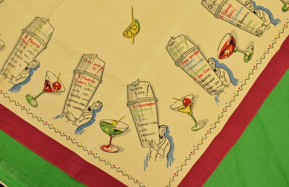 "Set x 16 Cocktail Shaker Recipes Linen Bar Cloth" | eBay