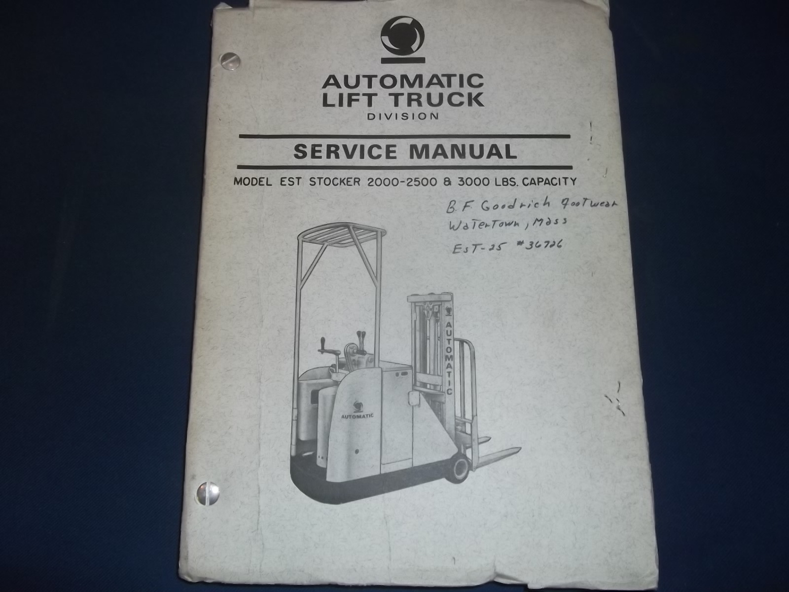 AUTOMATIC EST STOCKER FORKLIFT LIFT 2K 2.5K 3K TRUCK SERVICE SHOP ...