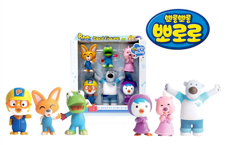 Pororo Friends 6 Pcs 7 Character Figures Set Toy Water Gun Enjoy Bath ...