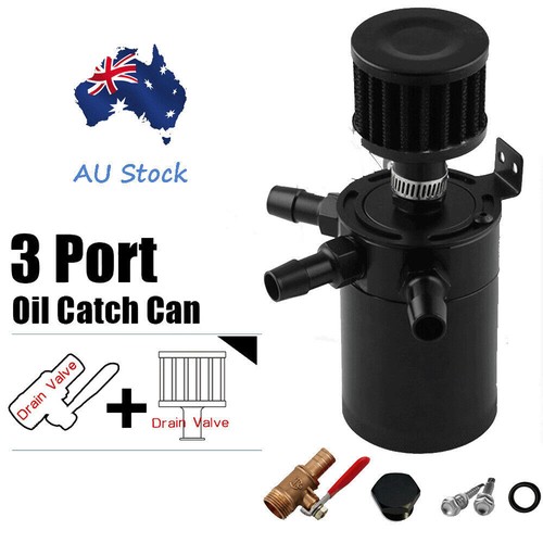 3-Port Aluminum Baffled Oil Catch Can Tank Reservoir Air-Oil Separator ...
