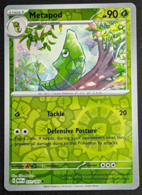 Metapod Reverse Holo NM 011/165 Scarlet & Violet 151 Pokemon Card | eBay