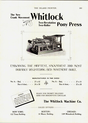 Whitlock Press 2-Revolution/2-Roller & More 1890s-Early 1900s (4) Print ...