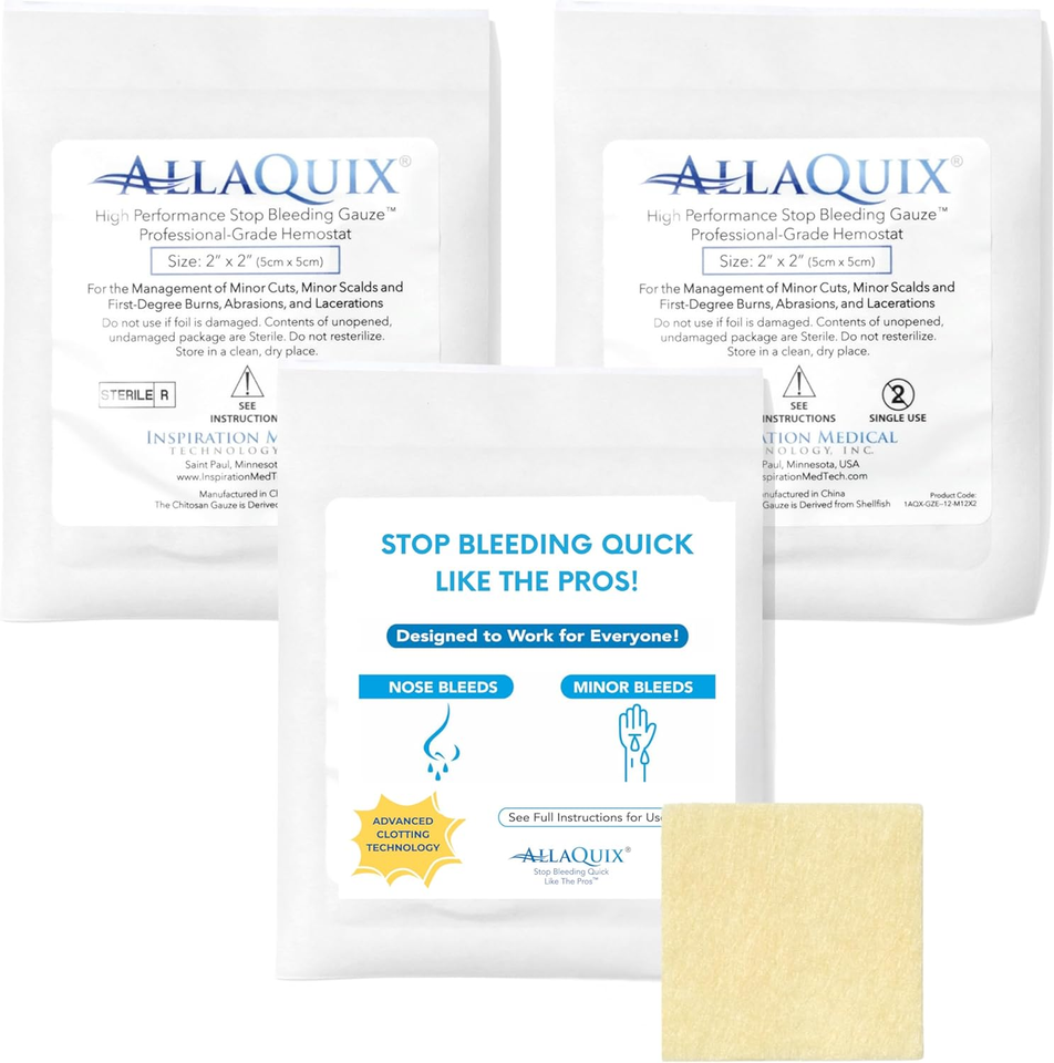 High Performance Stop Bleeding Gauze Pads – 3-Pack (2"X2") | Hemostatic ...
