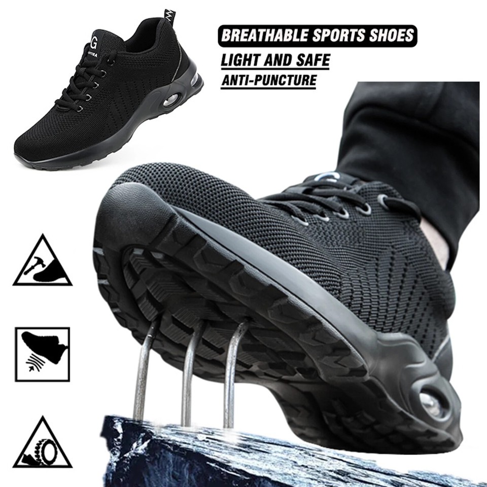 Indestructible Safety Work Shoes Steel Toe Breathable Work Boots Mens ...